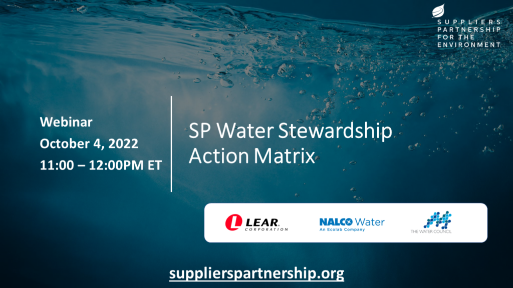 Webinar: Water Stewardship Action Matrix - Suppliers Partnership for ...